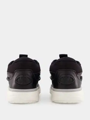 Valentino Garavani Calfskin Leather Mid-top Sneakers - Black