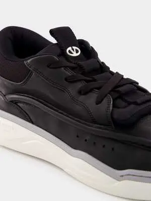 Valentino Garavani Calfskin Leather Mid-top Sneakers - Black