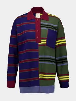 PAULA Magdalene Striped Embroidered Knitted Top