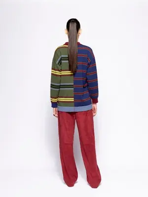 PAULA Magdalene Striped Embroidered Knitted Top
