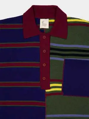 PAULA Magdalene Striped Embroidered Knitted Top