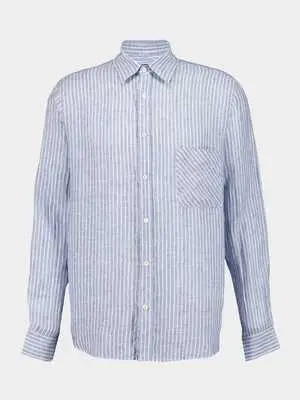 Frescobol Carioca Navy Telles Linen Shirt - Blue