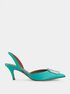 Amina Muaddi Camelia Slingback 60mm Pumps - Green