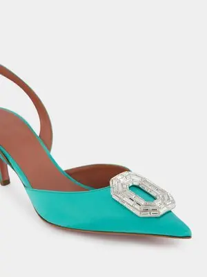 Amina Muaddi Camelia Slingback 60mm Pumps - Green