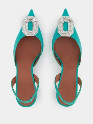 Amina Muaddi Camelia Slingback 60mm Pumps - Green