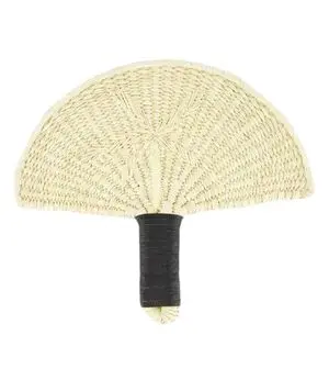 SENSI STUDIO Natural Straw Solid Handfan - Beige
