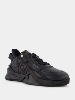 Fendi Flow Leather Low-top Sneakers - Black