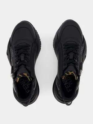 Fendi Flow Leather Low-top Sneakers - Black