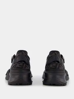Fendi Flow Leather Low-top Sneakers - Black