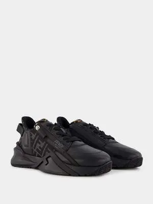 Fendi Flow Leather Low-top Sneakers - Black