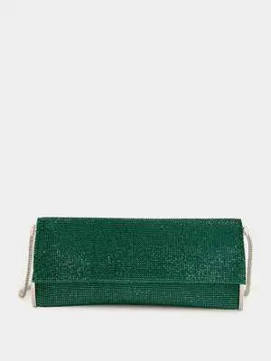 Benedetta Bruzziches Benedetta Bruzziches Kate Satisfaction Rhinestone-Embellished Clutch Green