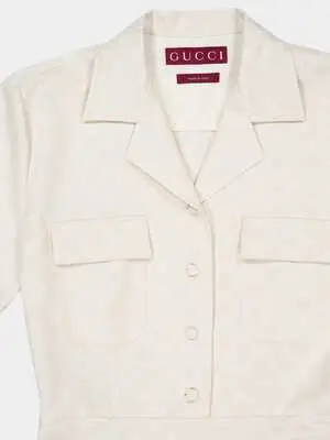 Gucci Playsuit In Gabardine Gg Cotton