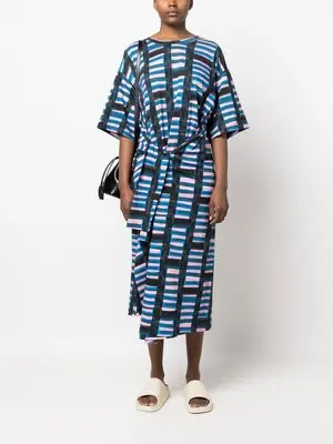 Colville Midi Dress With Abstract Pattern - Blue