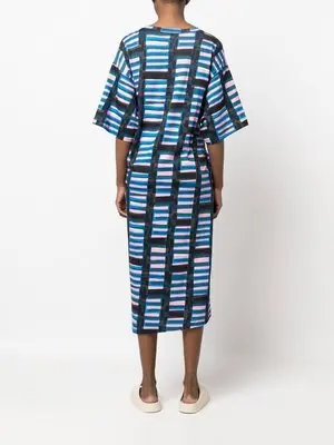 Colville Midi Dress With Abstract Pattern - Blue
