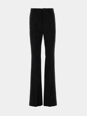 Balenciaga Pinstriped Wool Trousers - Black