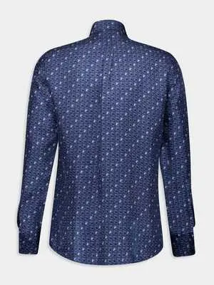 Dolce & Gabbana Tie-print Silk Twill Shirt - Blue