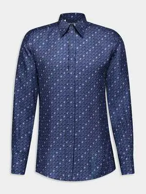 Dolce & Gabbana Tie-print Silk Twill Shirt - Blue