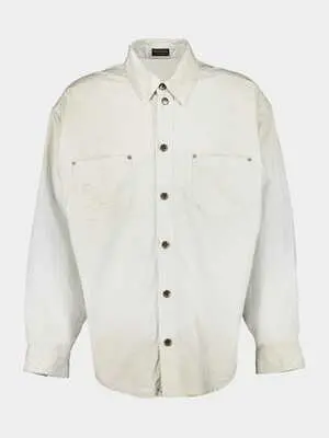 Balenciaga Dirty Washed Ripstop Workwear Overshirt - White