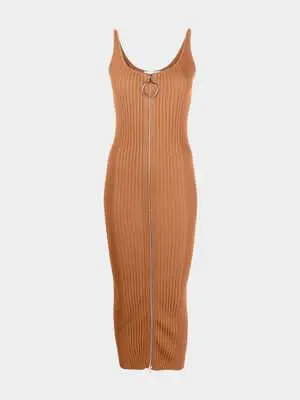 Rabanne Midi Knitted Dress - Brown