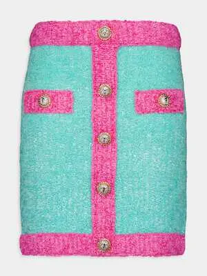 Balmain Buttoned Knit Mini Skirt - Blue