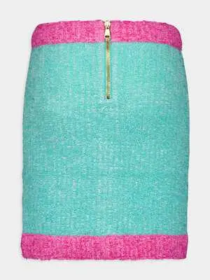 Balmain Two-tone Buttoned Knit Skirt - Blue