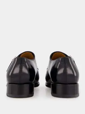 Santoni Leather Double-buckle Shoes - Black