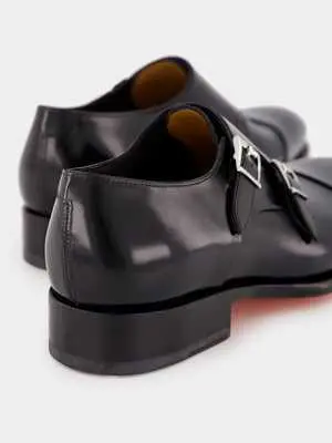 Santoni Leather Double-buckle Shoes - Black