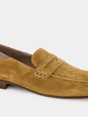 Manolo Blahnik Suede Penny Loafers - Brown