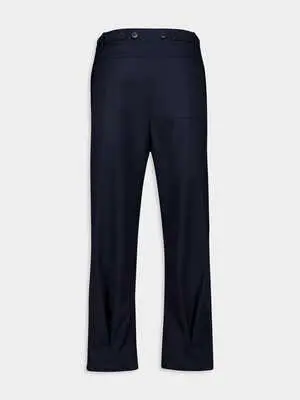 Valentino Garavani Navy Pleat-detail Cotton Chinos