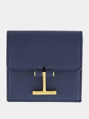TOM FORD Denim Tara Grain Leather Card Holder - Blue