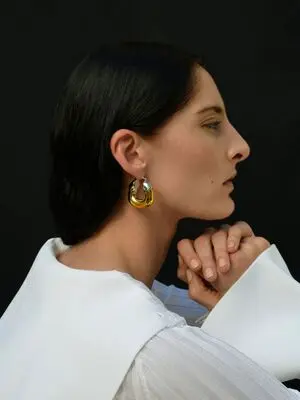 LIZZIE FORTUNATO Mixed Metal Organic Hoop Earrings - Gold