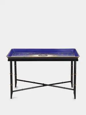LES-OTTOMANS Handpainted Eye Iron Coffee Table - Blue