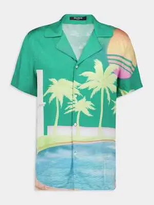 Balmain Short-sleeved Palm Tree Print Shirt - Multicolour