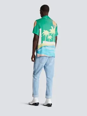 Balmain Short-sleeved Palm Tree Print Shirt - Multicolour