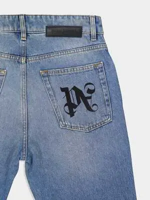 Palm Angels Distressed Monogram Straight-leg Jeans