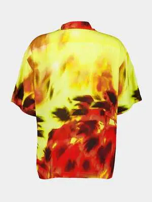 Palm Angels Palm Tree Flames Shirt - Yellow