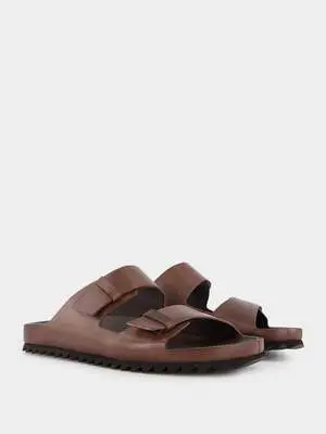 Officine Creative Agorà Leather Slides - Brown