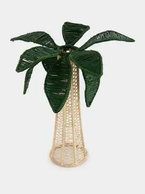 Coro Cora Dark Green Palm Tree Iraca Large Candle Holder - Beige