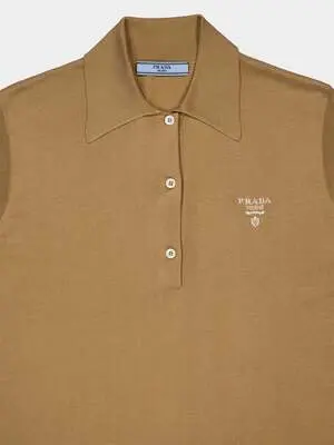Prada Sleeveless Silk Knit Polo Shirt