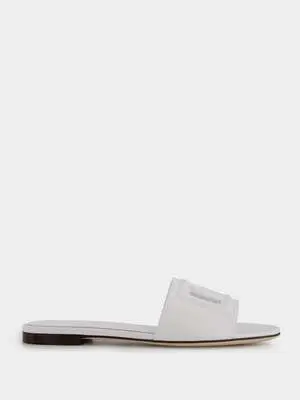 Dolce & Gabbana Dg Logo Calfskin Sliders - White