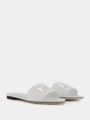 Dolce & Gabbana Dg Logo Calfskin Sliders - White