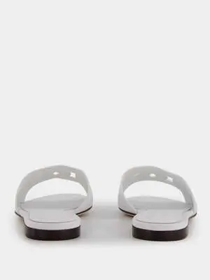 Dolce & Gabbana Dg Logo Calfskin Sliders - White