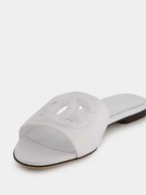 Dolce & Gabbana Dg Logo Calfskin Sliders - White