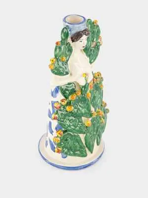 LES-OTTOMANS Hand-painted Ceramic Candleholder - Multicolour