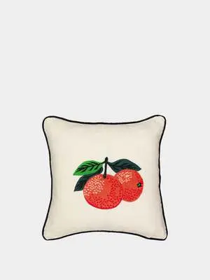 LES-OTTOMANS Tropical Oranges Cushion - Multicolour