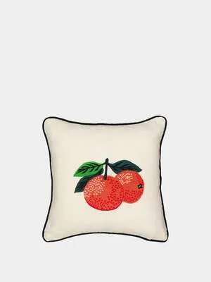 LES-OTTOMANS Tropical Oranges Cushion - Multicolour