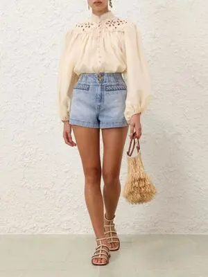 Zimmermann Embroidered Ramie Blouse