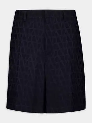 Valentino Garavani Silk Toile Iconographe Bermuda Shorts - Blue