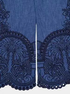 Zimmermann Coco Embroidered Denim Pant