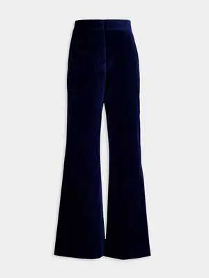 PAULA Sam Poseidon Wide-leg Velvet Trousers - Blue